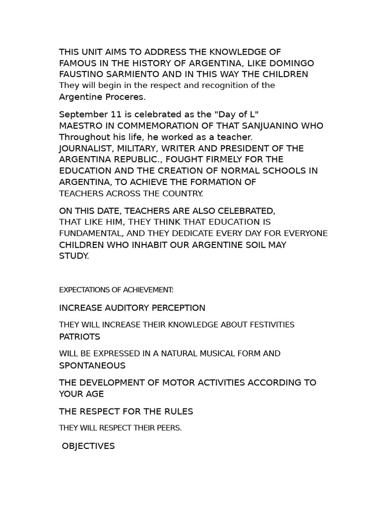 Didactic Unit Sarmiento | PDF | Argentina | Knowledge