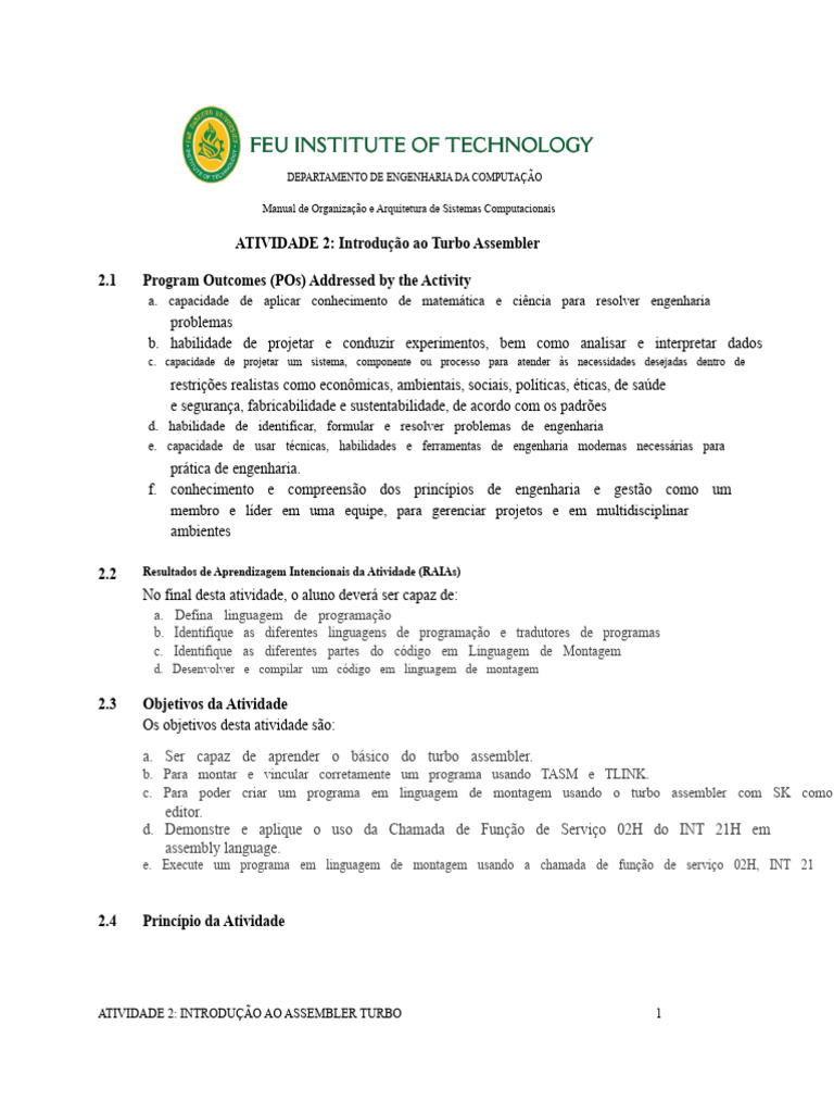 Introdução ao Turbo Assembler: Guia Prático | PDF | Linguagem Assembly ...