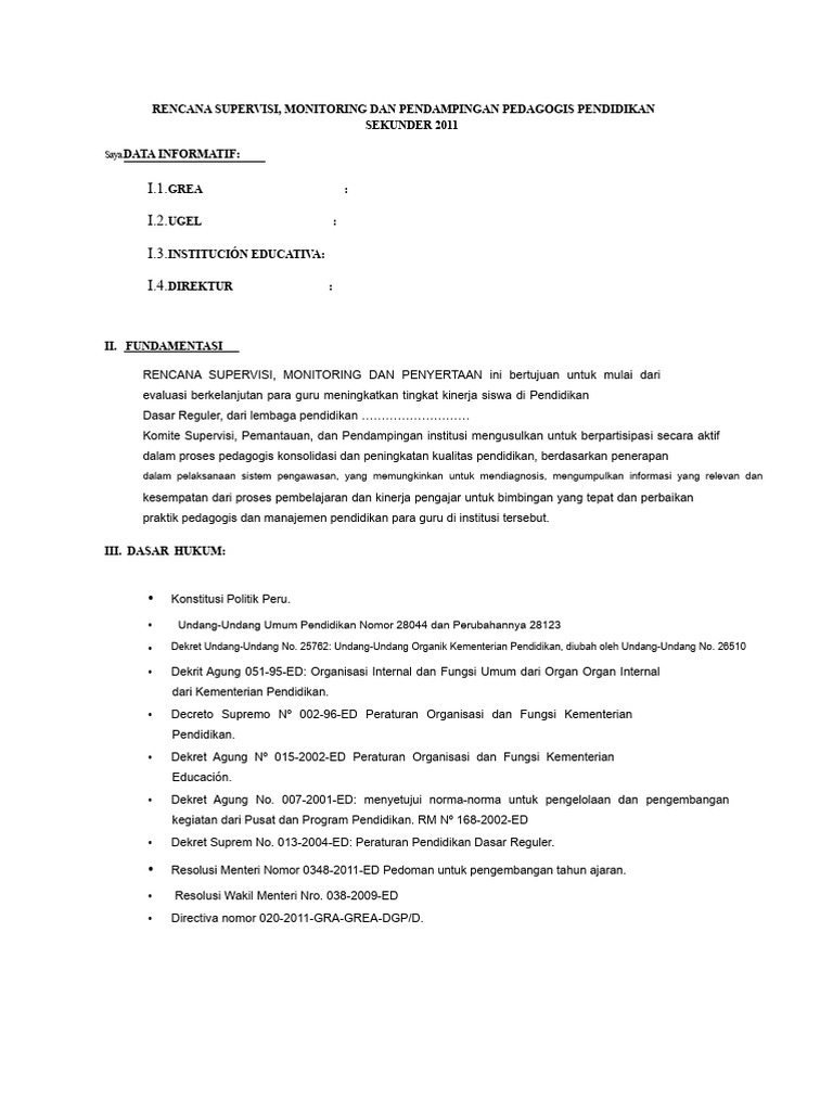 Contoh Rencana Pengawasan | PDF