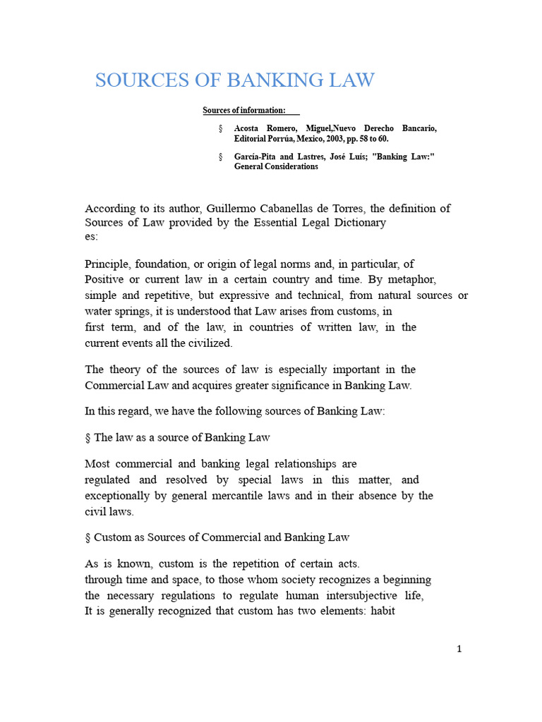 Lesson 2.3 - Sources of Banking Law | PDF | Banks | Justice