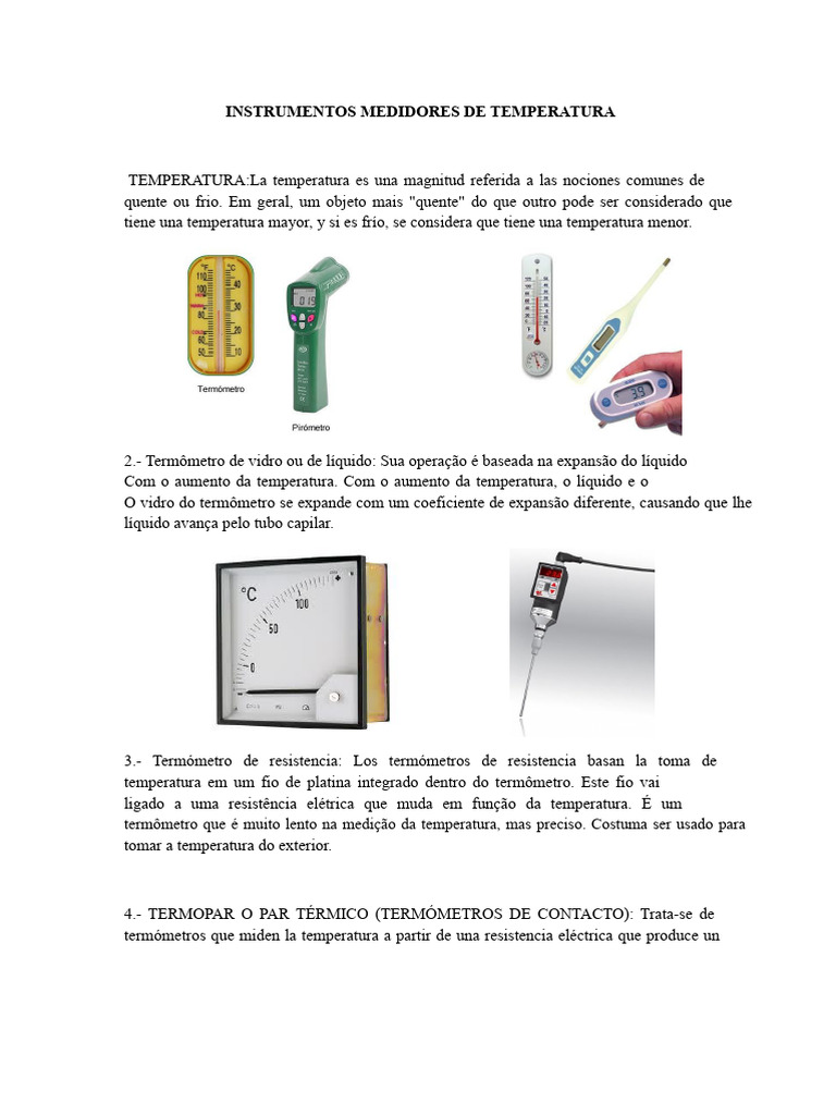 Instrumentos Medidores de Temperatura | PDF | Termômetro | Pressão