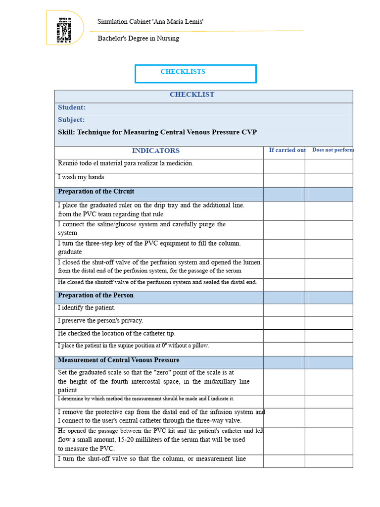 PVC and PIA CHECKLIST | PDF | Intravenous Therapy | Clinical Medicine