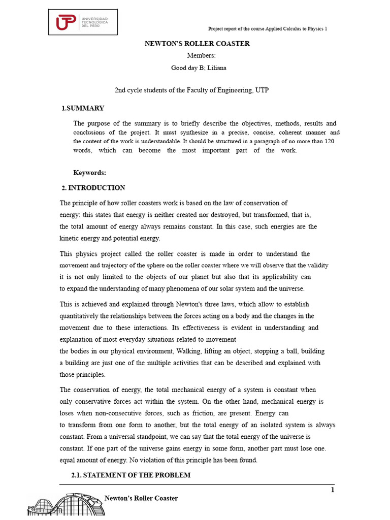 Final Project Applied Calculus to Physics | PDF | Force | Potential Energy