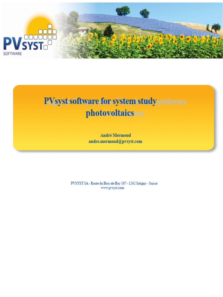 PVsyst software for the study of photovoltaic systems | PDF ...