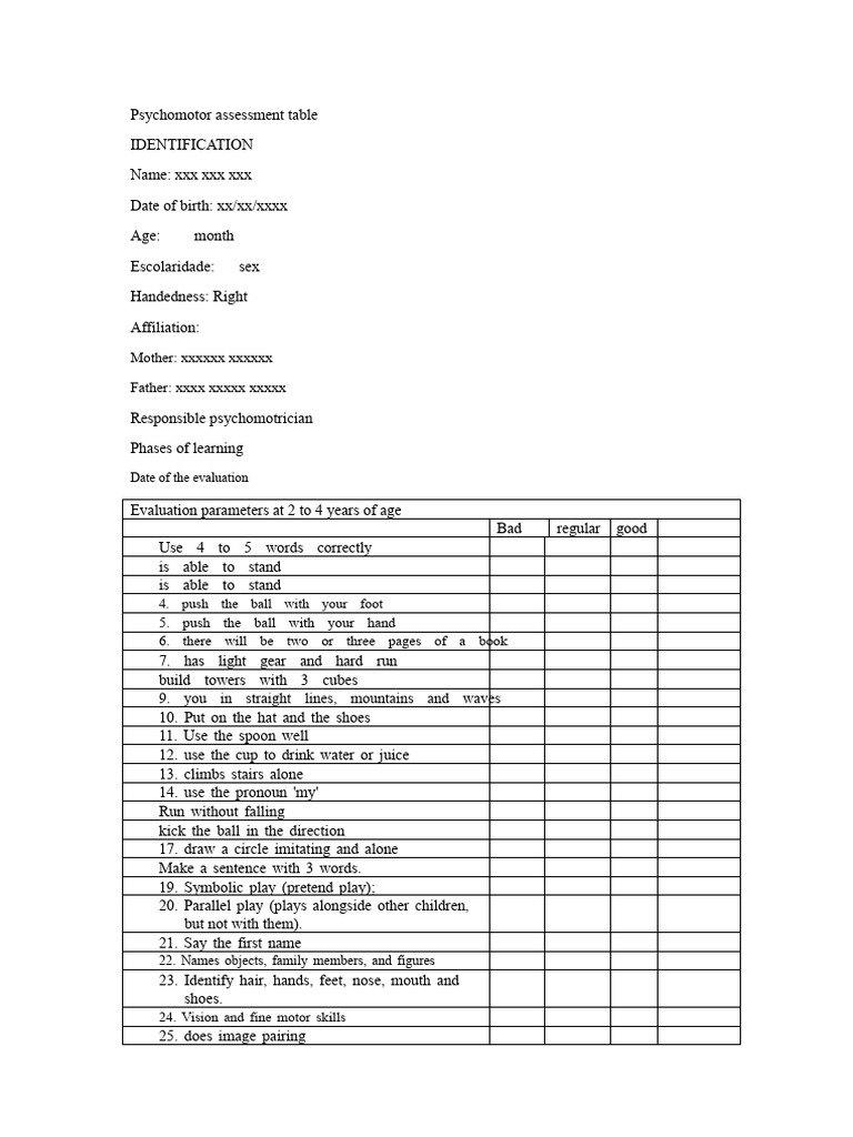 Psychomotor Evaluation Model | PDF | Perception | Senses
