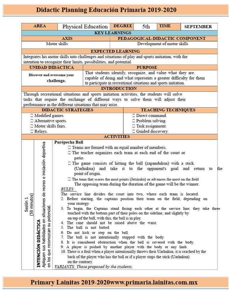 September - 5th Grade Physical Education (2019-2020) | PDF | Sports