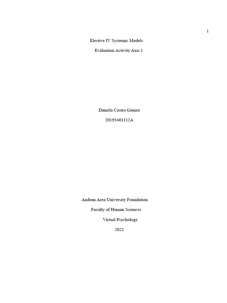 Elective IV Systemic Models Axis 1 | PDF | System | Thought