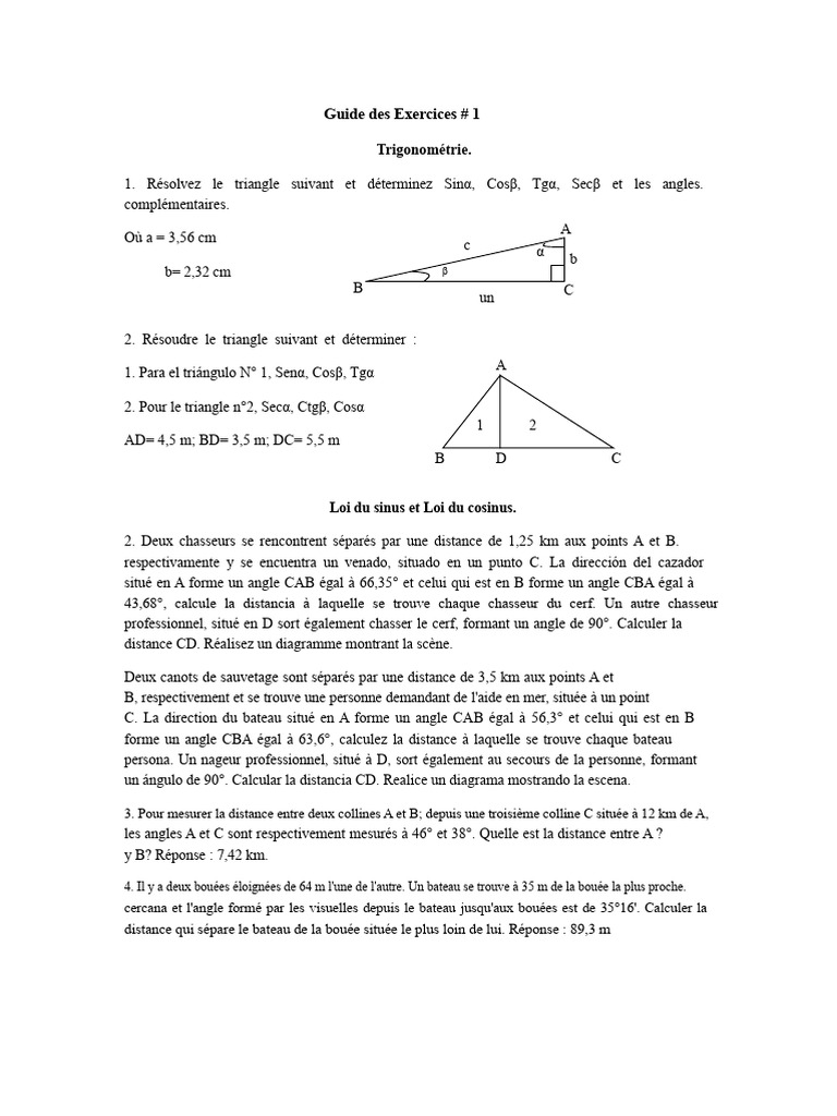 Guide des Exercices #1 Mathématiques 4ème Année | PDF | Fonction ...
