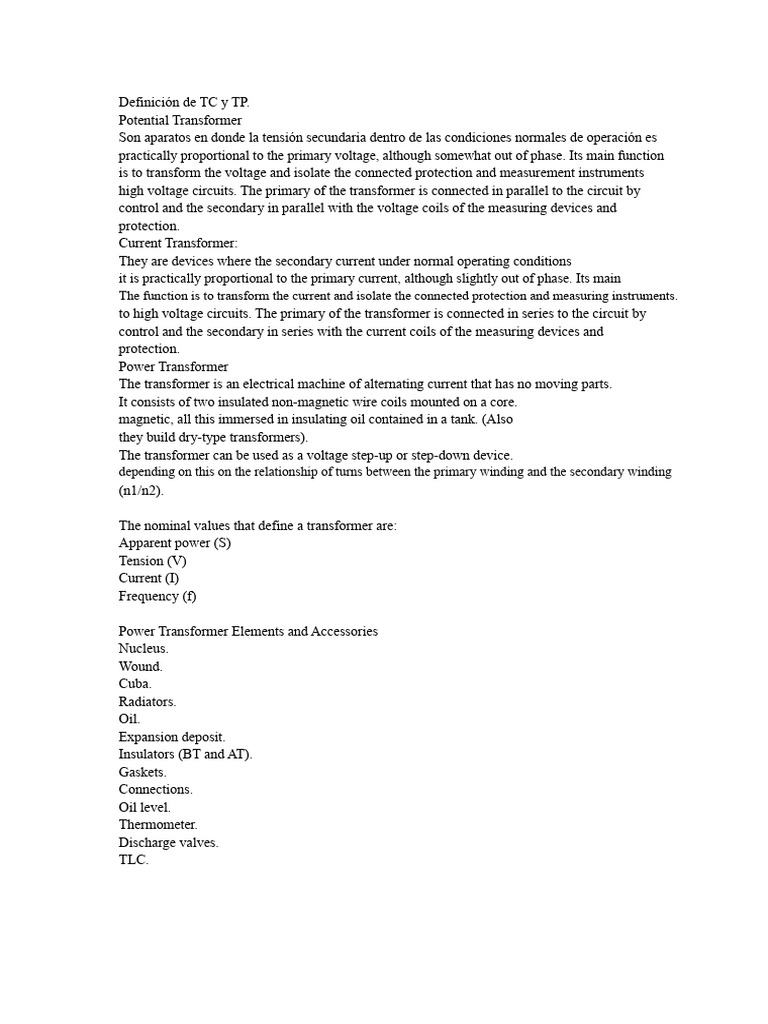 Definition of TC and TP | PDF | Transformer | Electronics