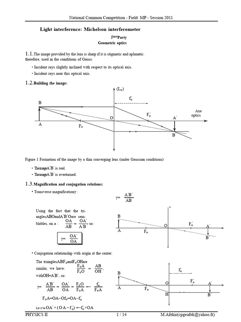 CNC MP Physics 2 2011c2 | PDF | Interferometry | Coherence (Physics)