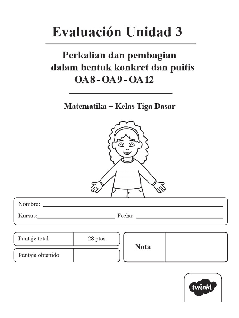 Evaluasi Kelas 3 - Matematika Unit 3 - OA 8-9 dan 12 | PDF