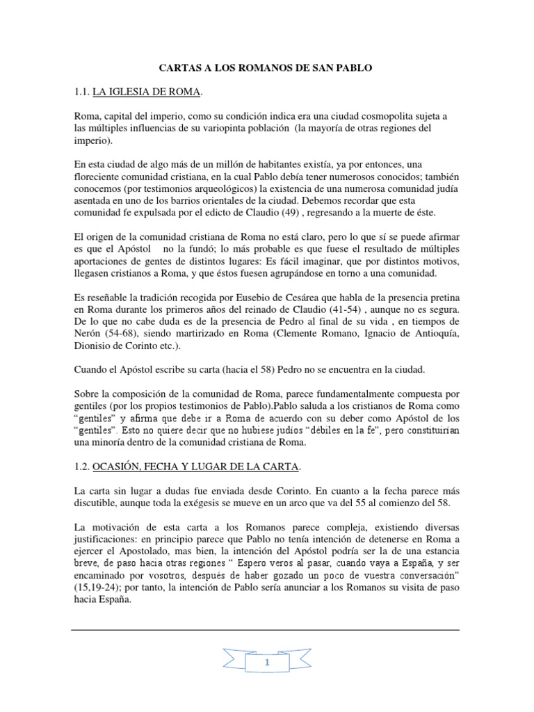 Carta de San Pablo a los Romanos: Contexto y Contenido | PDF | Pablo el ...