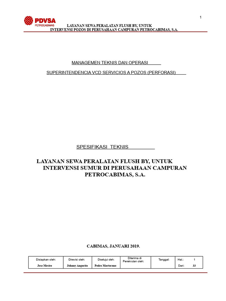 Sewa Peralatan Flush By untuk Intervensi Sumur | PDF