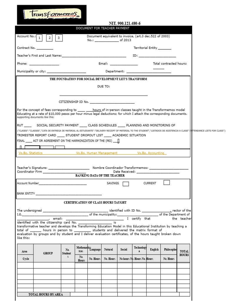 Teacher Billing Account Pdf