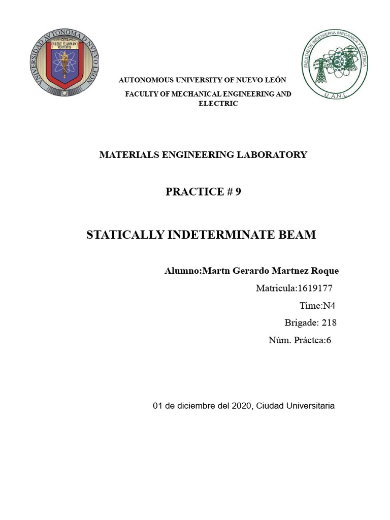 Practice-9 Statically Indeterminate Beam | PDF | Beam (Structure) | Stress (Mechanics)