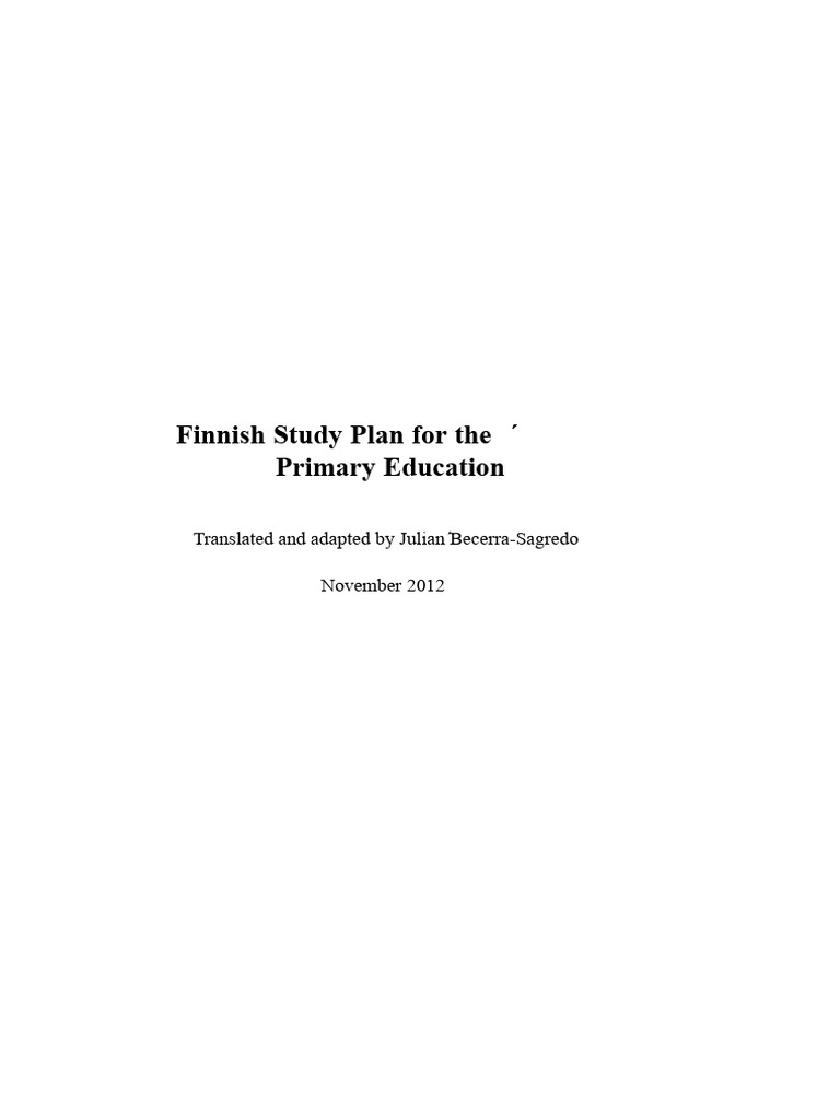 Finnish Primary Education Study Plan | PDF | Curriculum | Learning