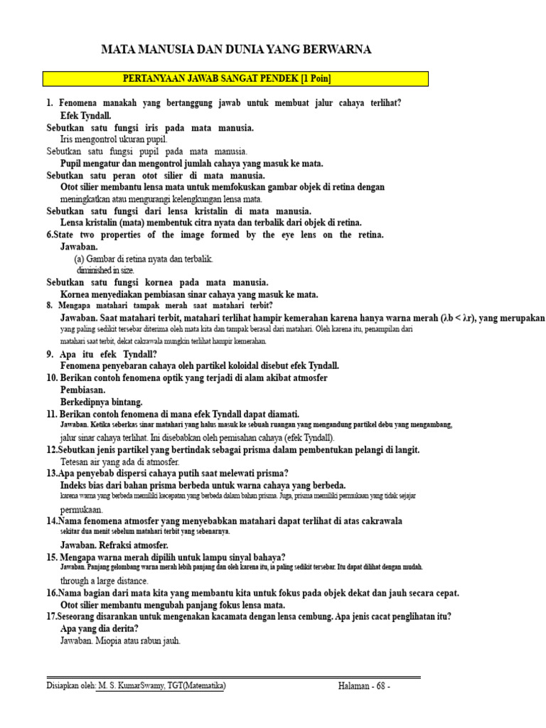 06 Mata Manusia Dan Dunia Berwarna Soal Penting Bab Demi Bab PDF | PDF