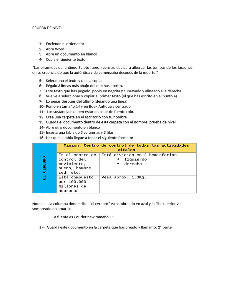 Prueba de Nivel | PDF