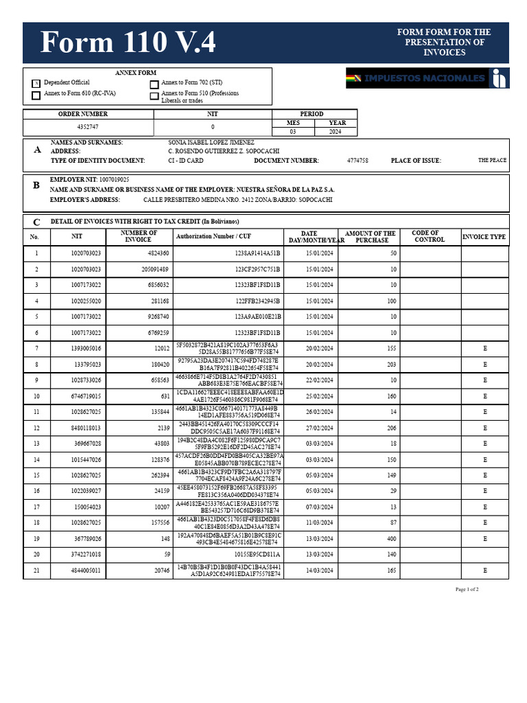 Form 110 | PDF | Invoice | Payments
