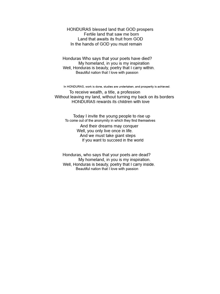 Poems To The Honduran Homeland | PDF | Honduras