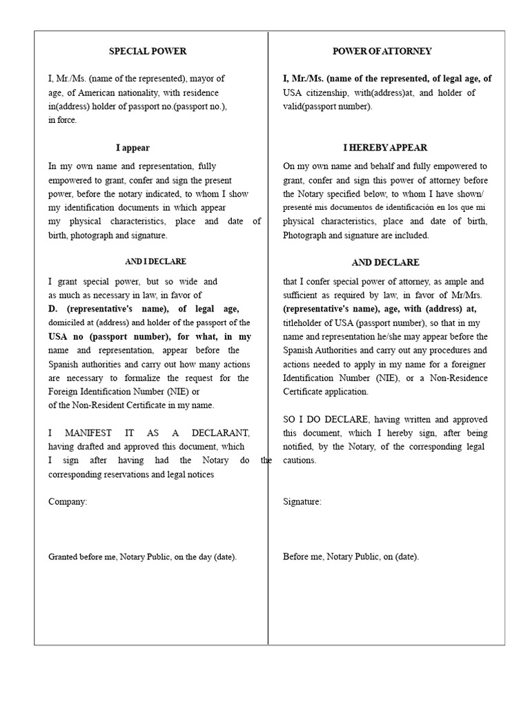 Poder Notarial | PDF | Power Of Attorney | Passport