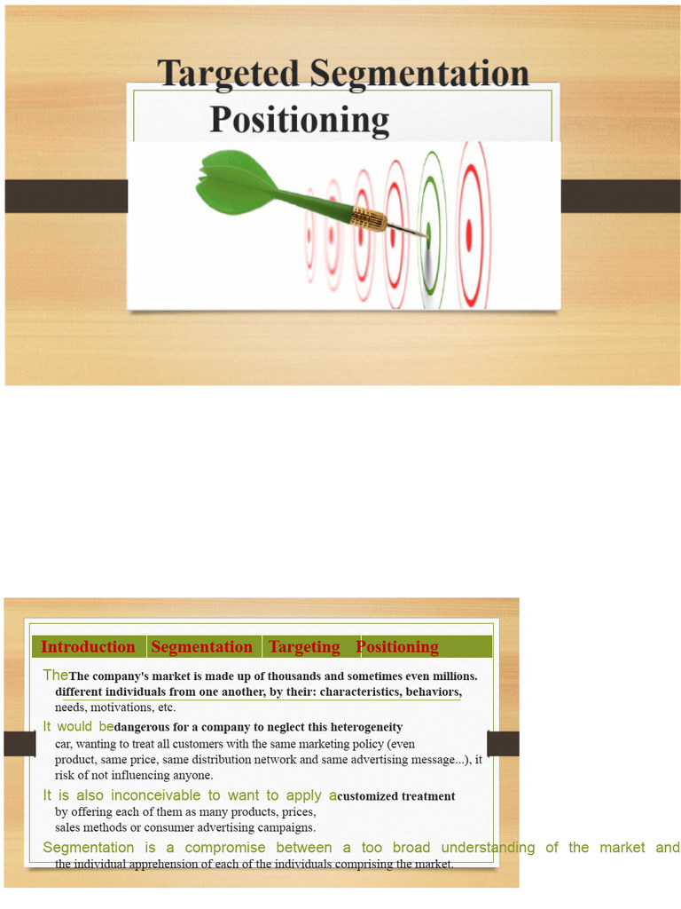 Segmentation Targeting Positioning | PDF | Marketing | Market Segmentation