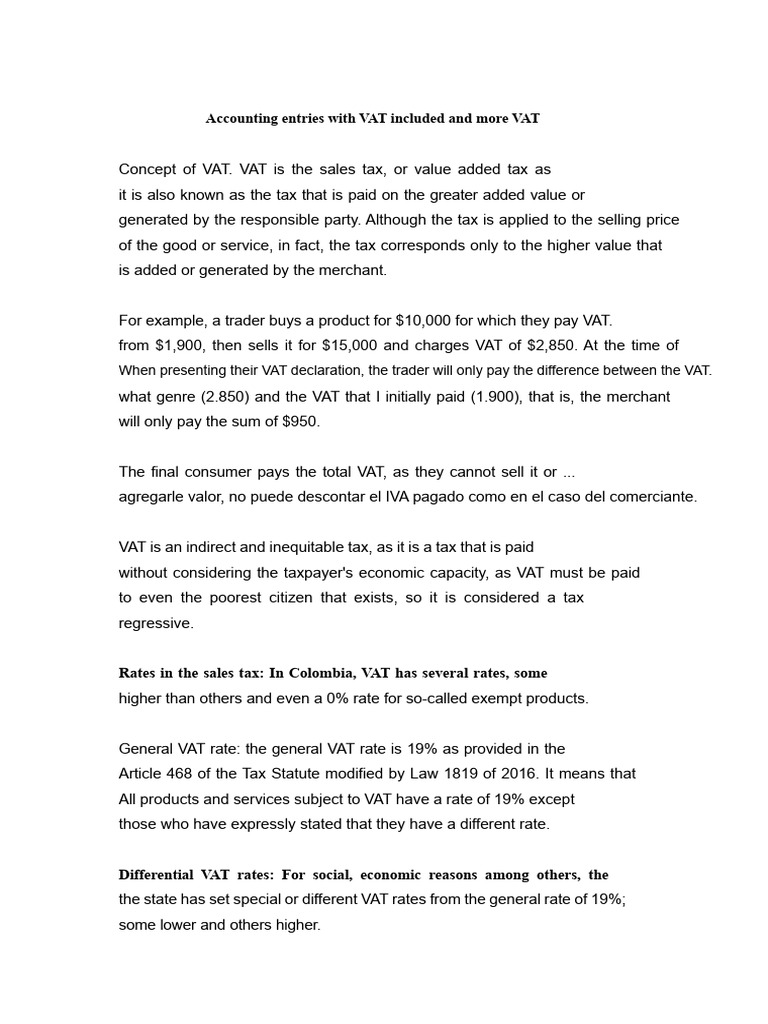 Understanding VAT in Accounting Entries | PDF | Value Added Tax | Taxes