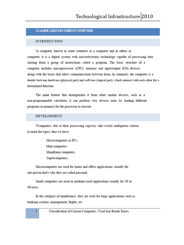 Classification of Current Computers | PDF | Microcomputers | Mainframe Computer