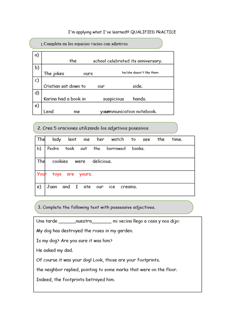 Possession Determinants Worksheet 3rd Grade | PDF