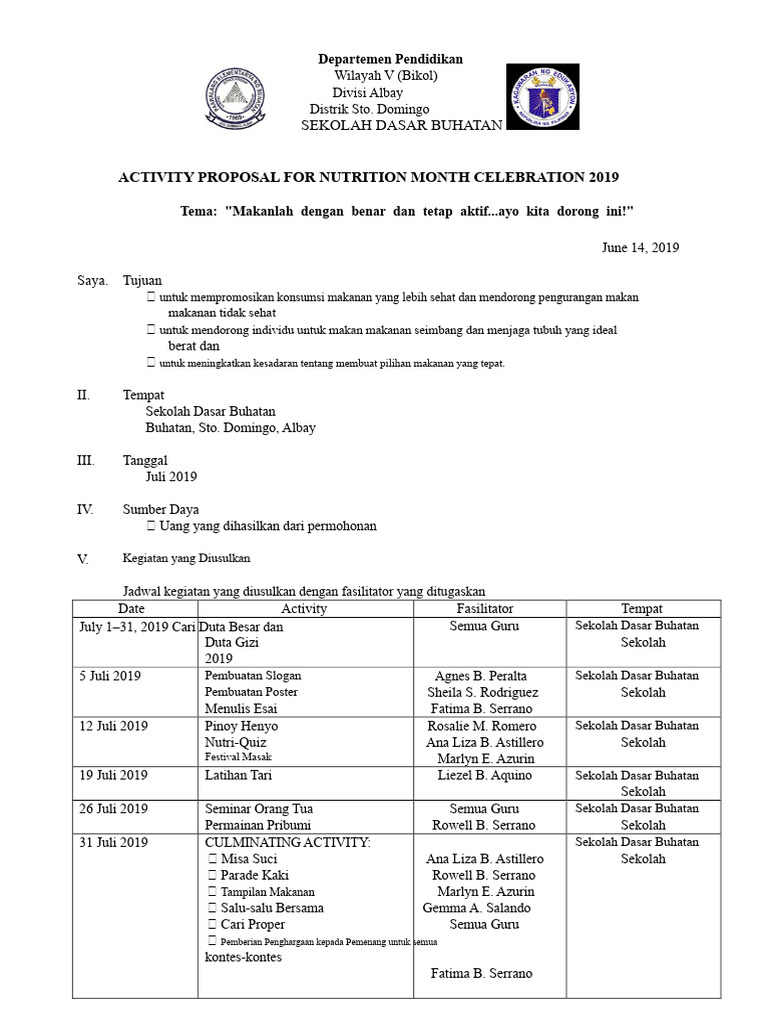 Proposal Kegiatan Untuk Nutrisi | PDF