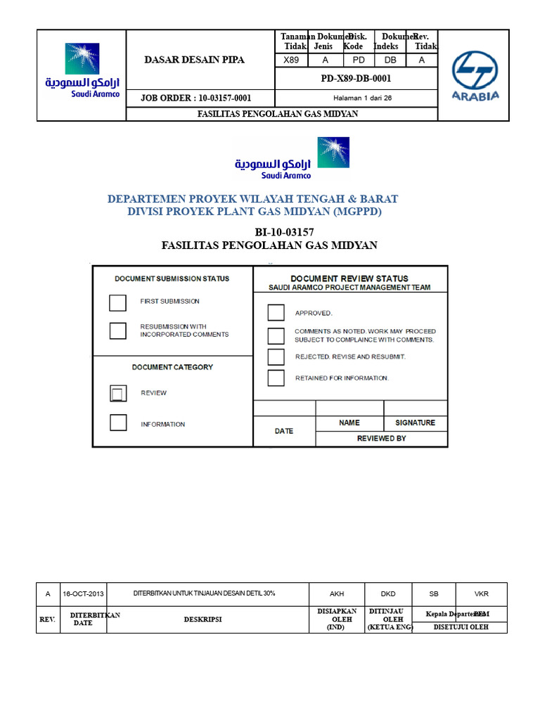 Dasar Desain Pipa Fasilitas Gas Midyan | PDF