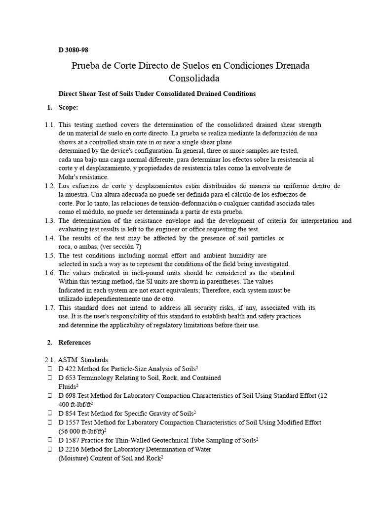 Direct Shear Test of Soils (ASTM D3080) | PDF | Mechanical Engineering ...
