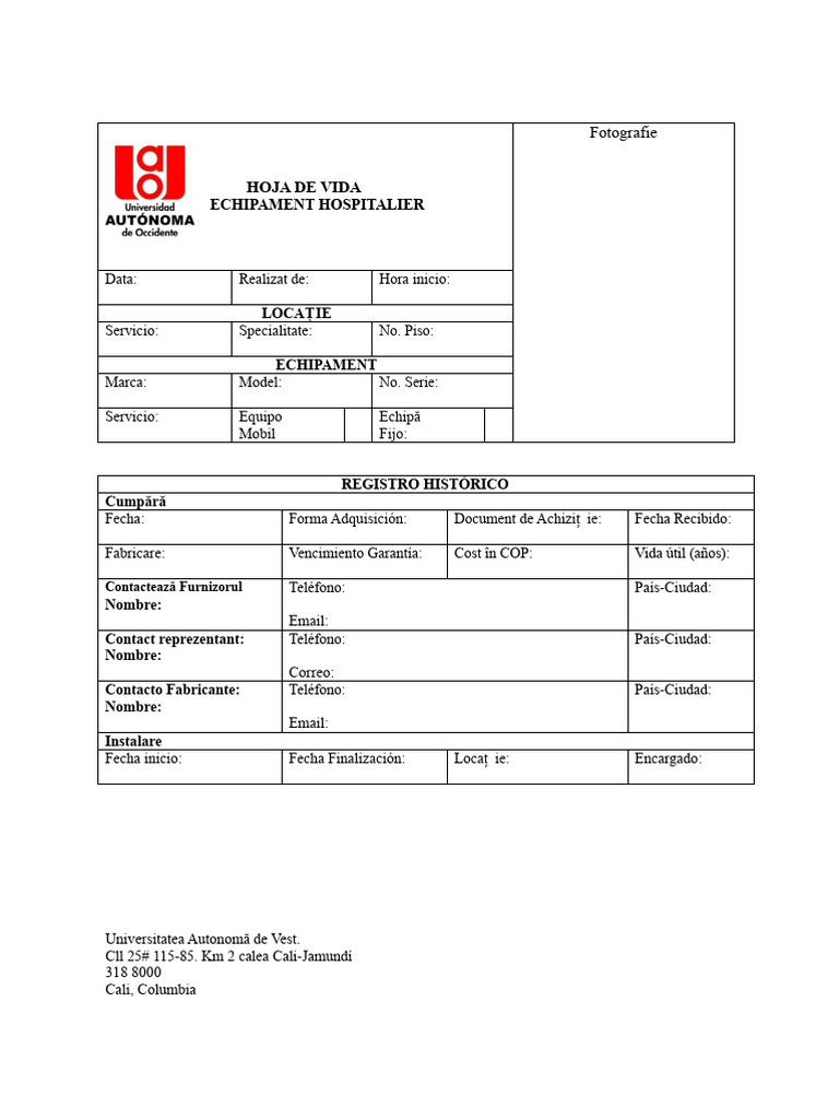 Format CV Echipamente Biomedicale | PDF