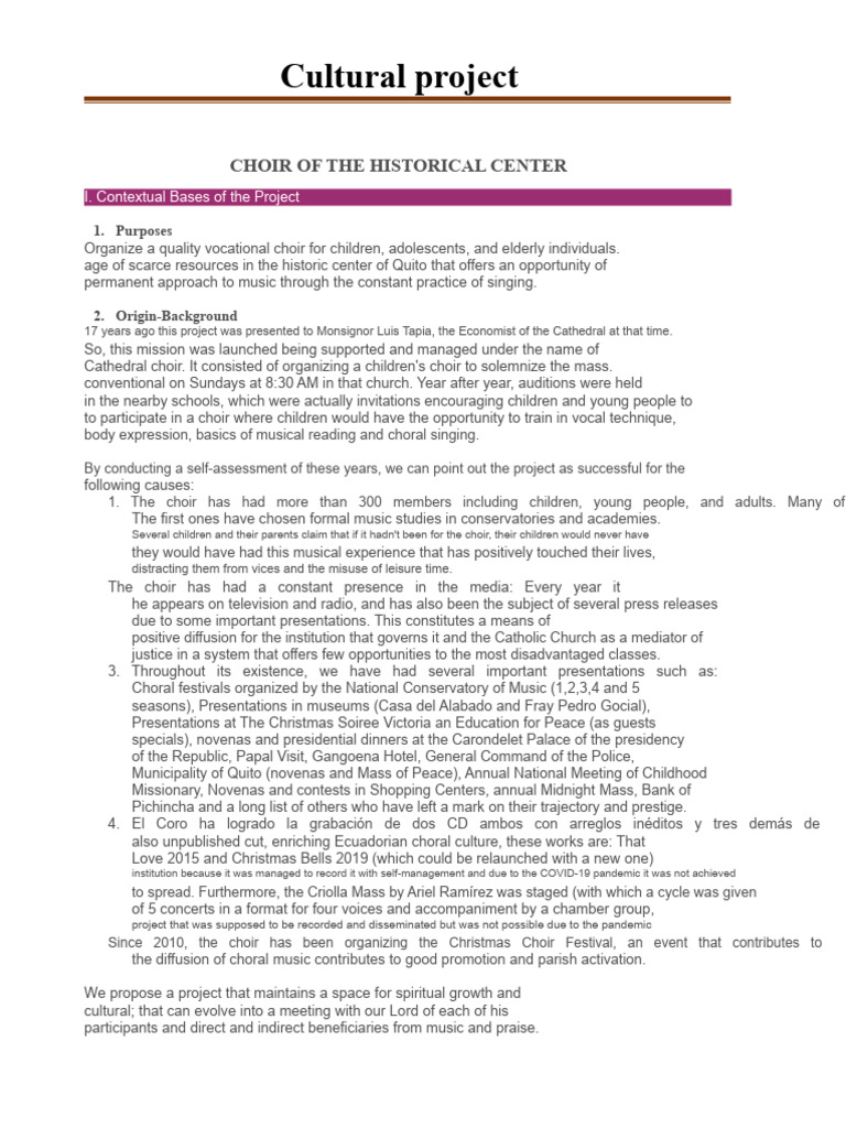 Cultural Project Choir of The Cathedral | PDF | Choir | Singing