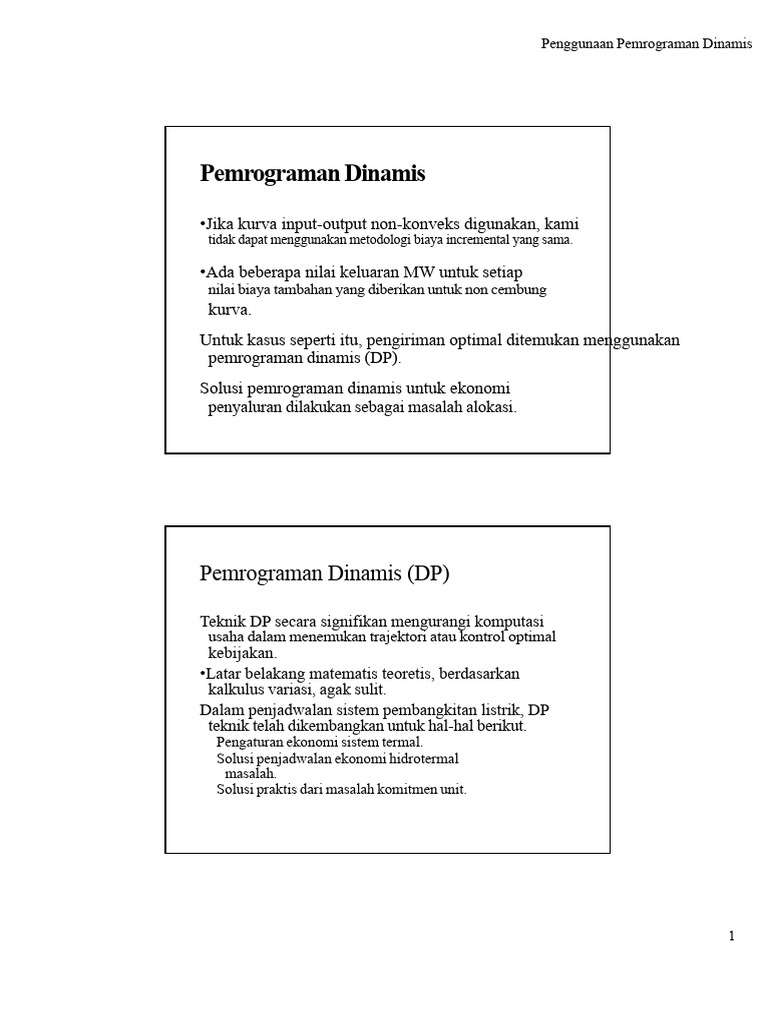 Pengaturan Ekonomi Menggunakan Pemrograman Dinamis | PDF