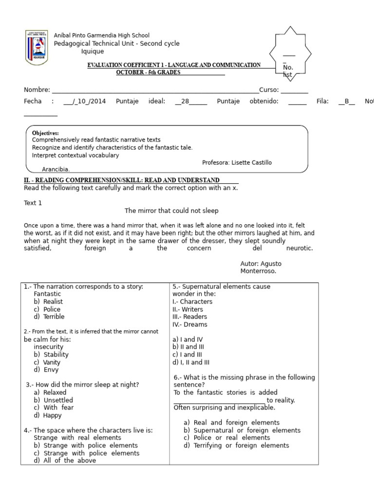 Fantastic Story Test | PDF | Magician (Fantasy) | Reading Comprehension