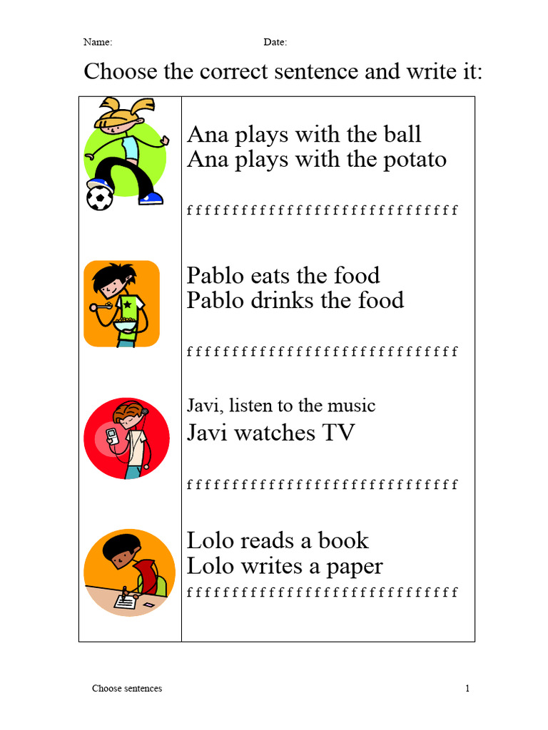 Sentence Selection Exercise | PDF