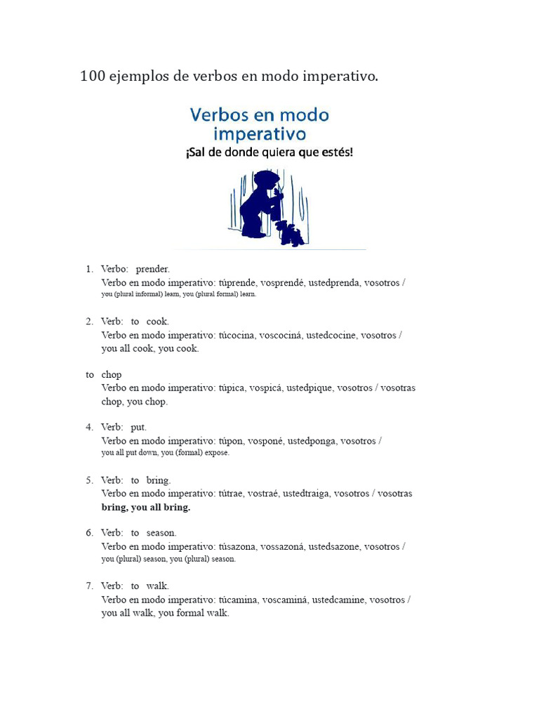 Ejemplos de Verbos Imperativos | PDF | Semantic Units | Interpretation ...