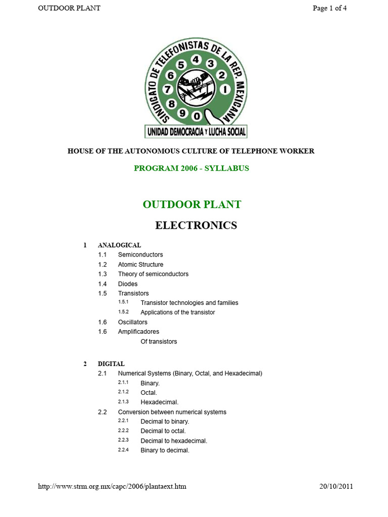 Outdoor Plant Syllabus | PDF | Electronics | Electronic Circuits
