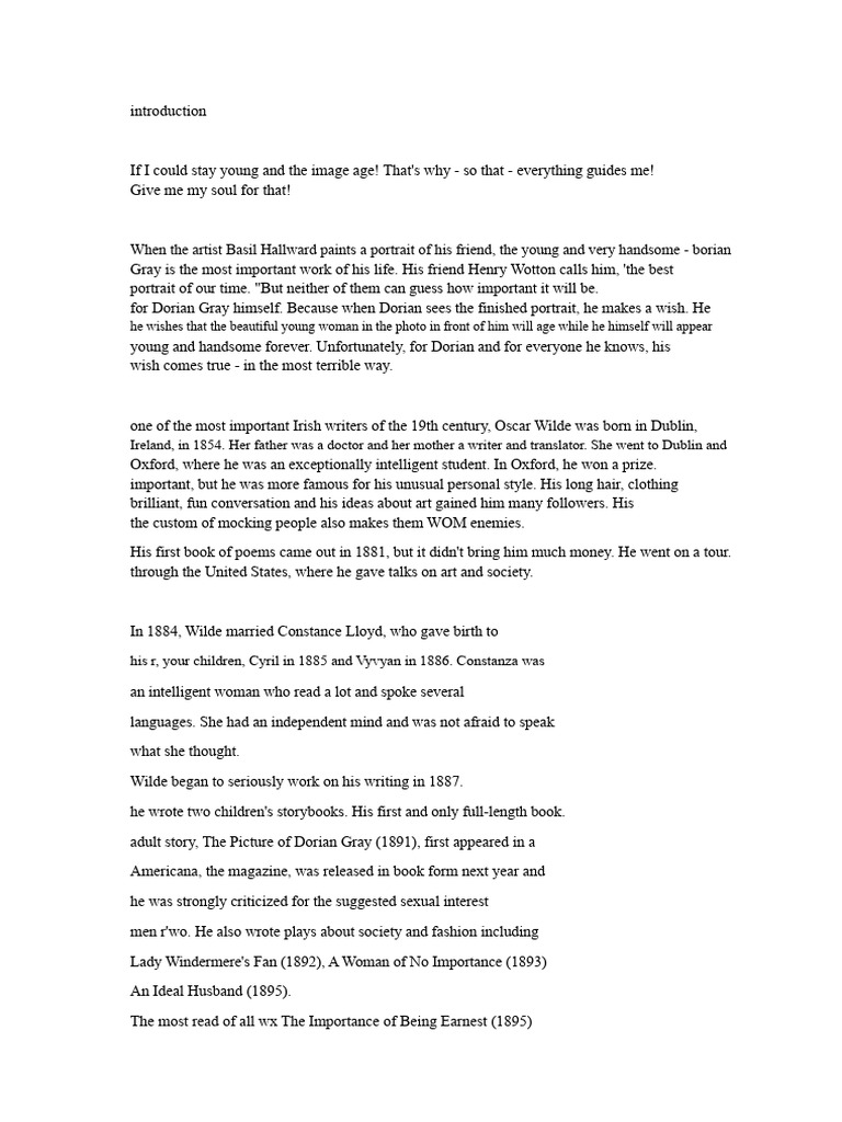Introduction | PDF | The Picture Of Dorian Gray | Oscar Wilde