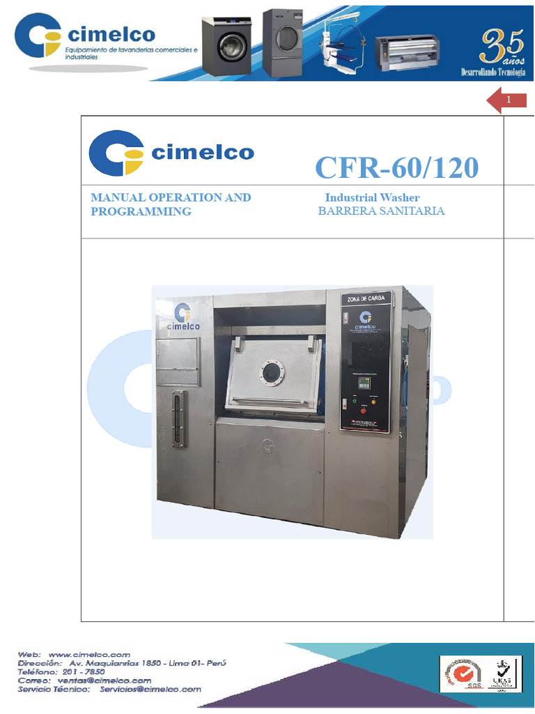 CFR-60/120 Industrial Washer Manual | PDF | Washing Machine ...