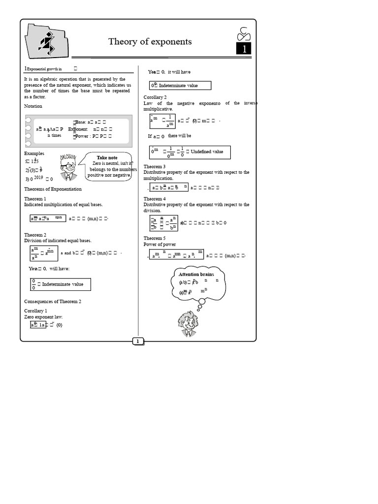 1 X Exponent Theory Sheet Oraneg | PDF | Exponentiation | Numbers