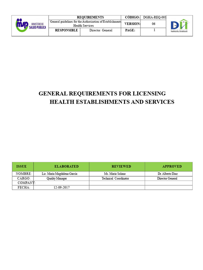 DGHA REQ 001 PDF General Requirements For The Authorization of Health Establishments and ...