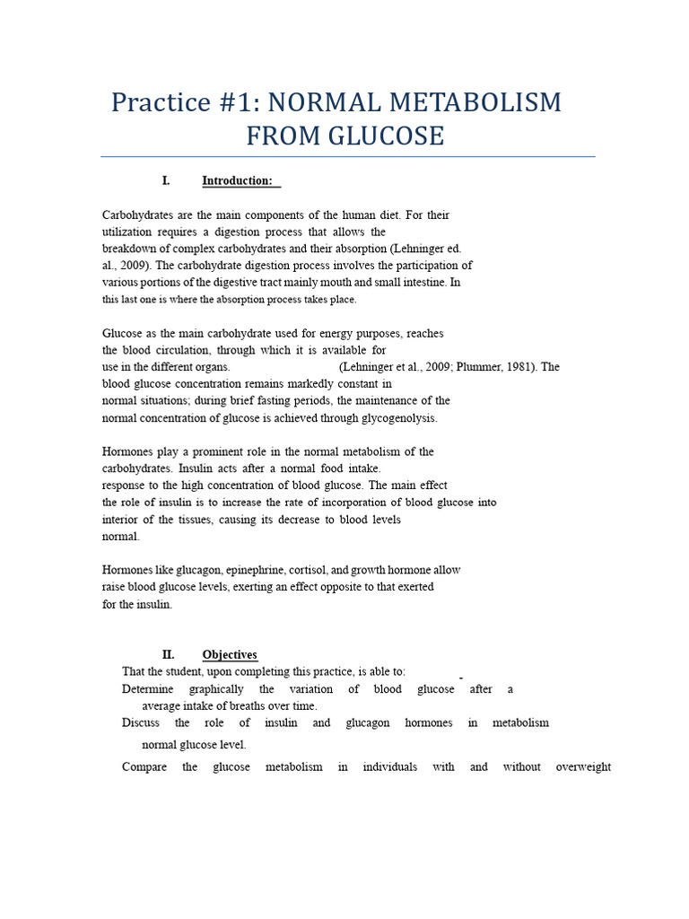 Practice 2, Glucose Metabolism | PDF | Glucose | Insulin