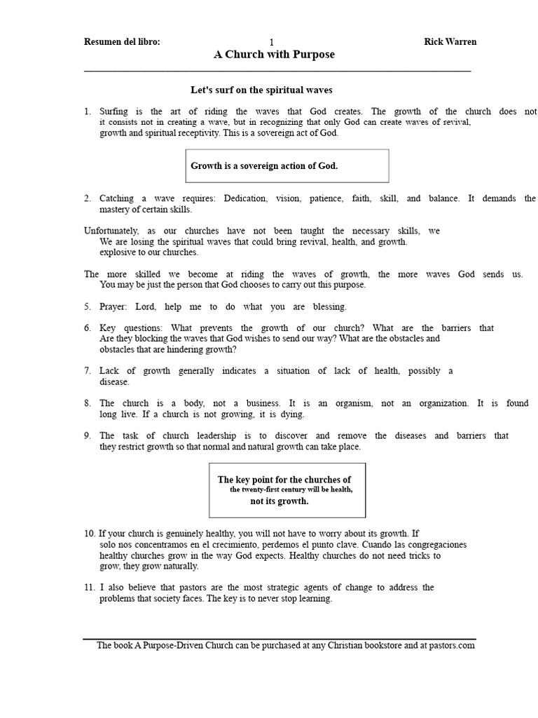 ICP Full Summary Book Church With Purpose DTL | PDF | Jesus | Baptism