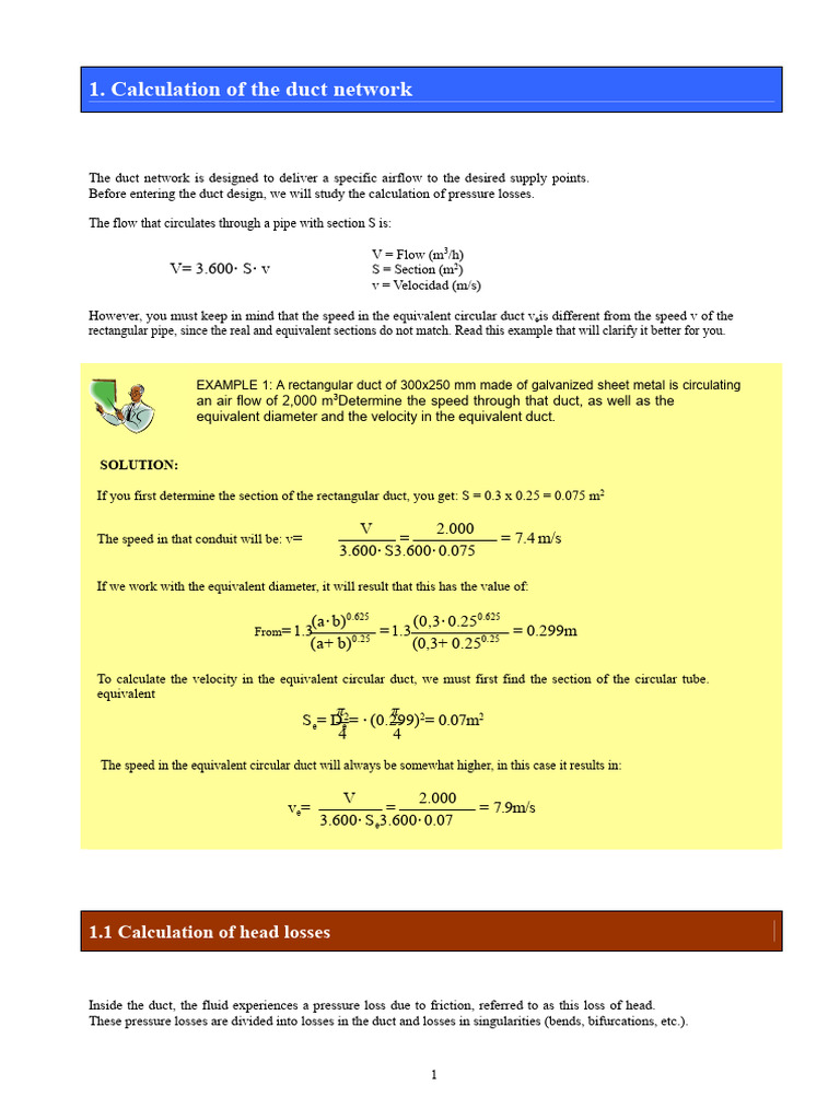 Calculation Red Ducts | PDF | Duct (Flow) | Pressure