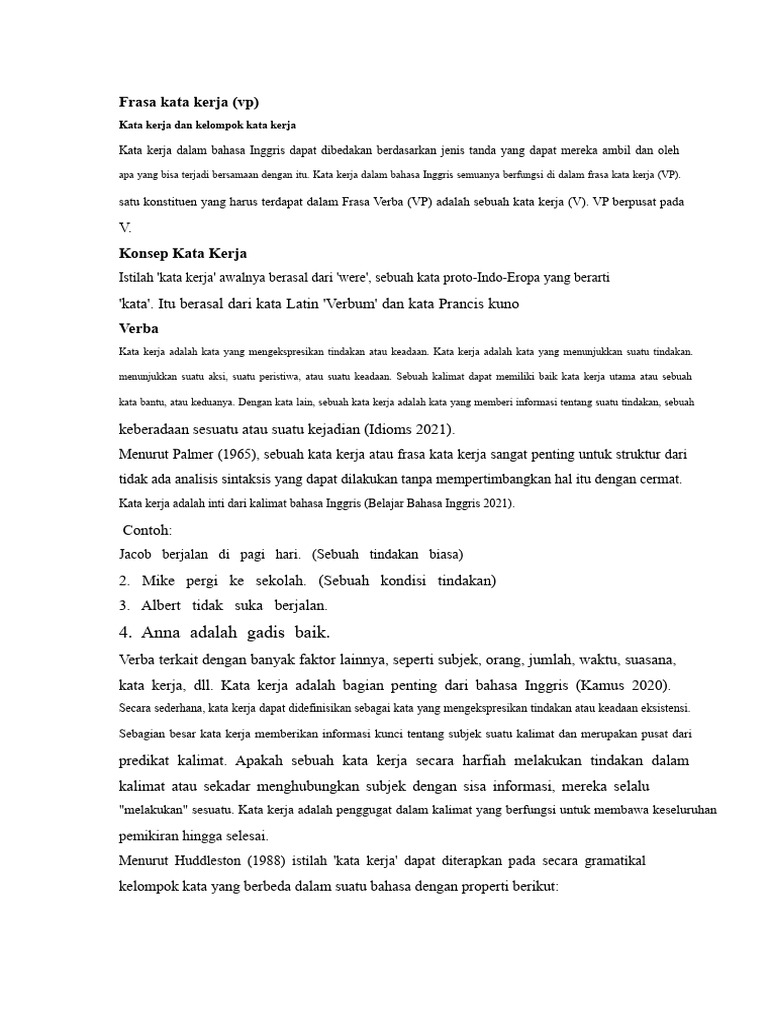 Pengertian dan Jenis Frasa Kata Kerja | PDF