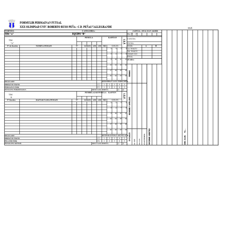 Formulir Futsal | PDF