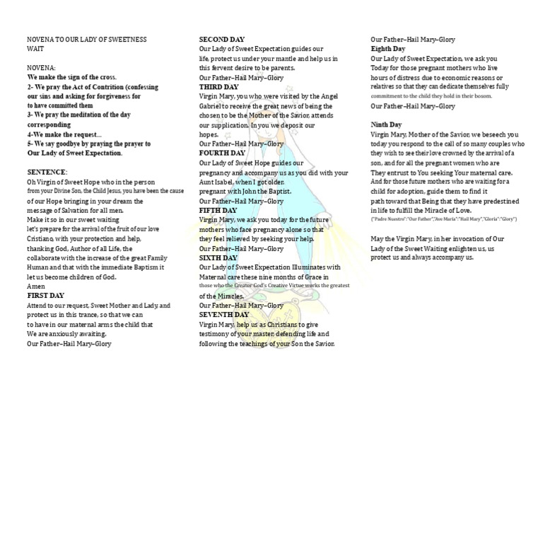 Novena To Our Lady of Sweet Expectation | PDF | Mary, Mother Of Jesus ...