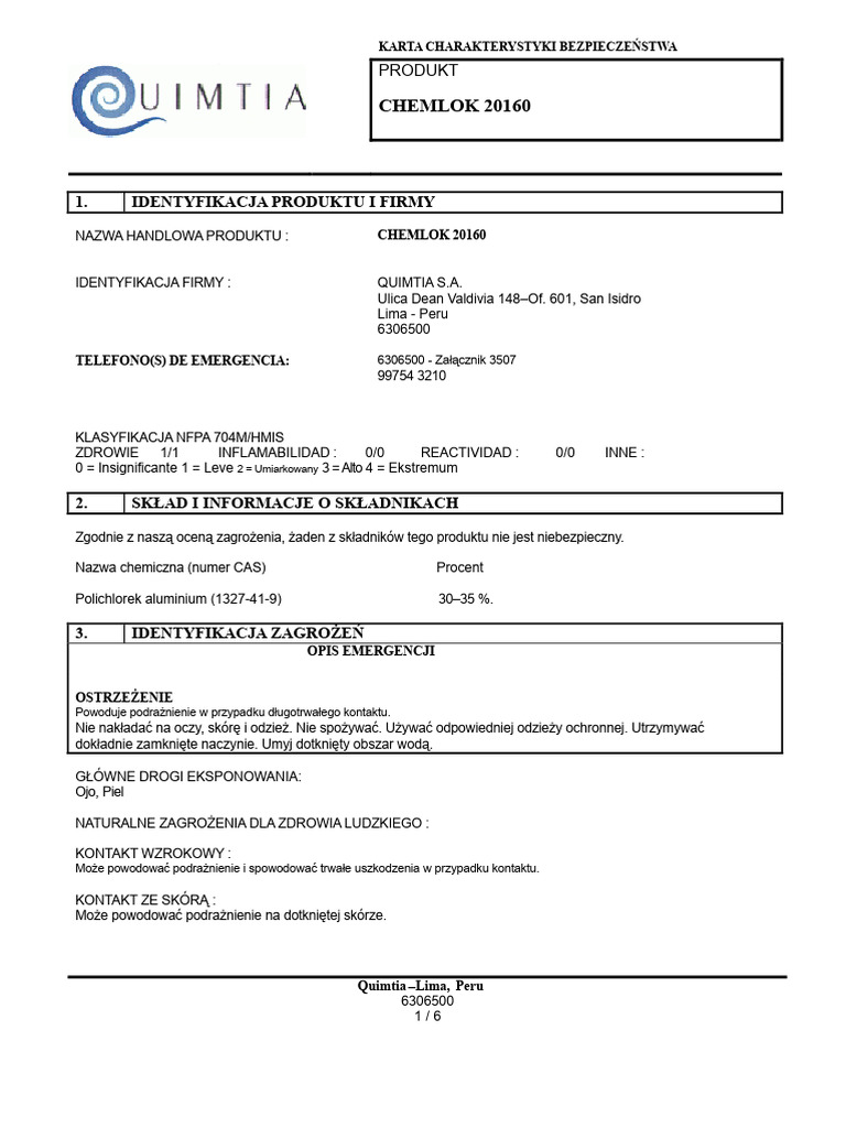 MSDS - Chemlok 20160 | PDF